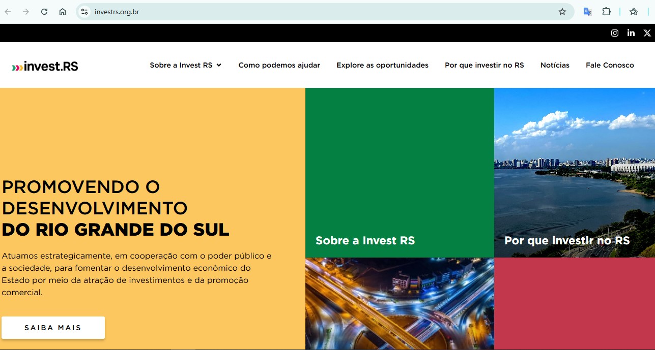 Invest RS lança site para atrair investimentos e promover o Estado